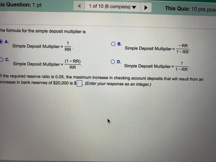 How to Find the Simple Deposit Multiplier