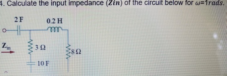 Solved 4. Calculate the input Impedance (Zin) of the circuit | Chegg.com