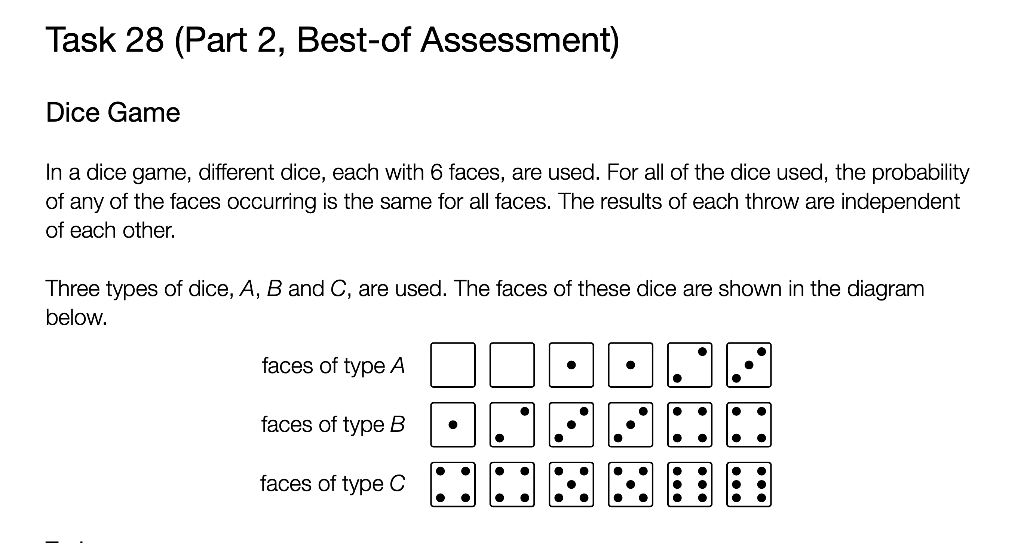 Solved Task 28 (Part 2, Best-of Assessment) Dice Game In a | Chegg.com