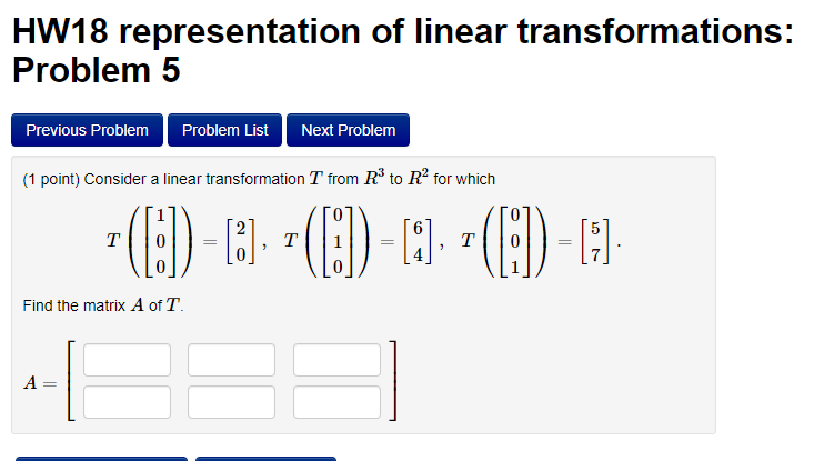 Solved Hw18 Representation Of Linear Transformations