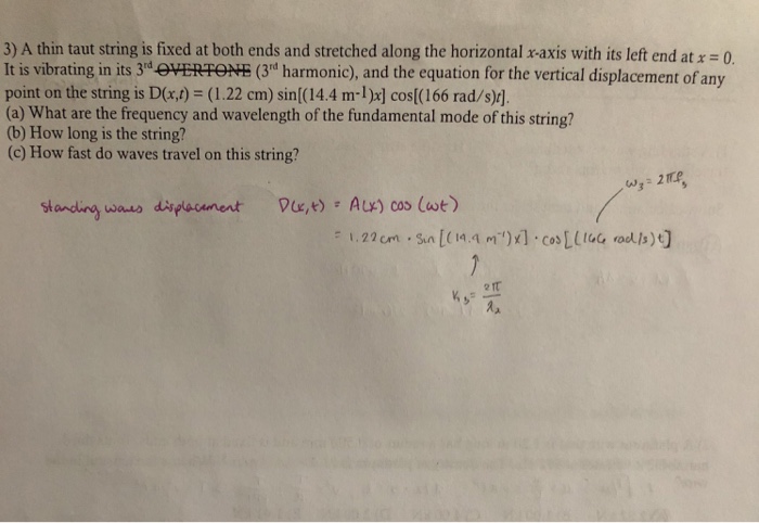 Solved 3) A thin taut string is fixed at both ends and | Chegg.com