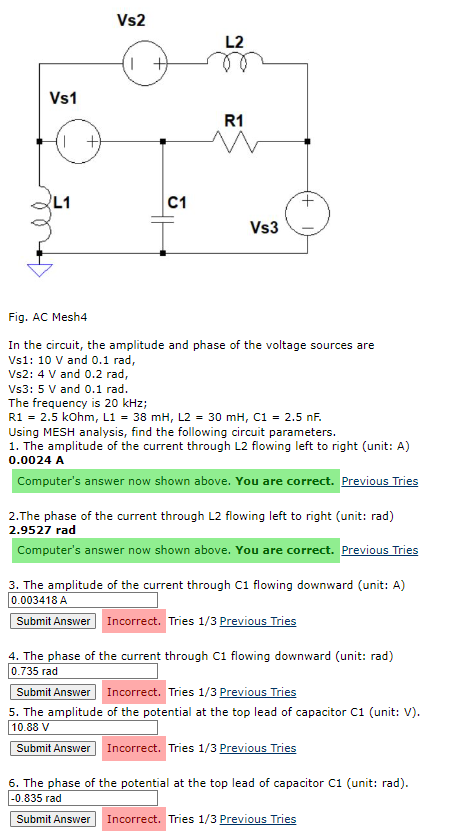 Solved Fig. AC Mesh4 In the circuit, the amplitude and phase | Chegg.com