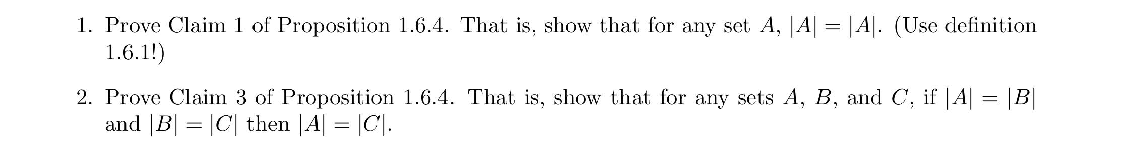 1. Prove Claim 1 of Proposition 1.6.4. That is, show | Chegg.com 1. Prove Claim 1 of Proposition 1.6.4. That is, show | Chegg.com