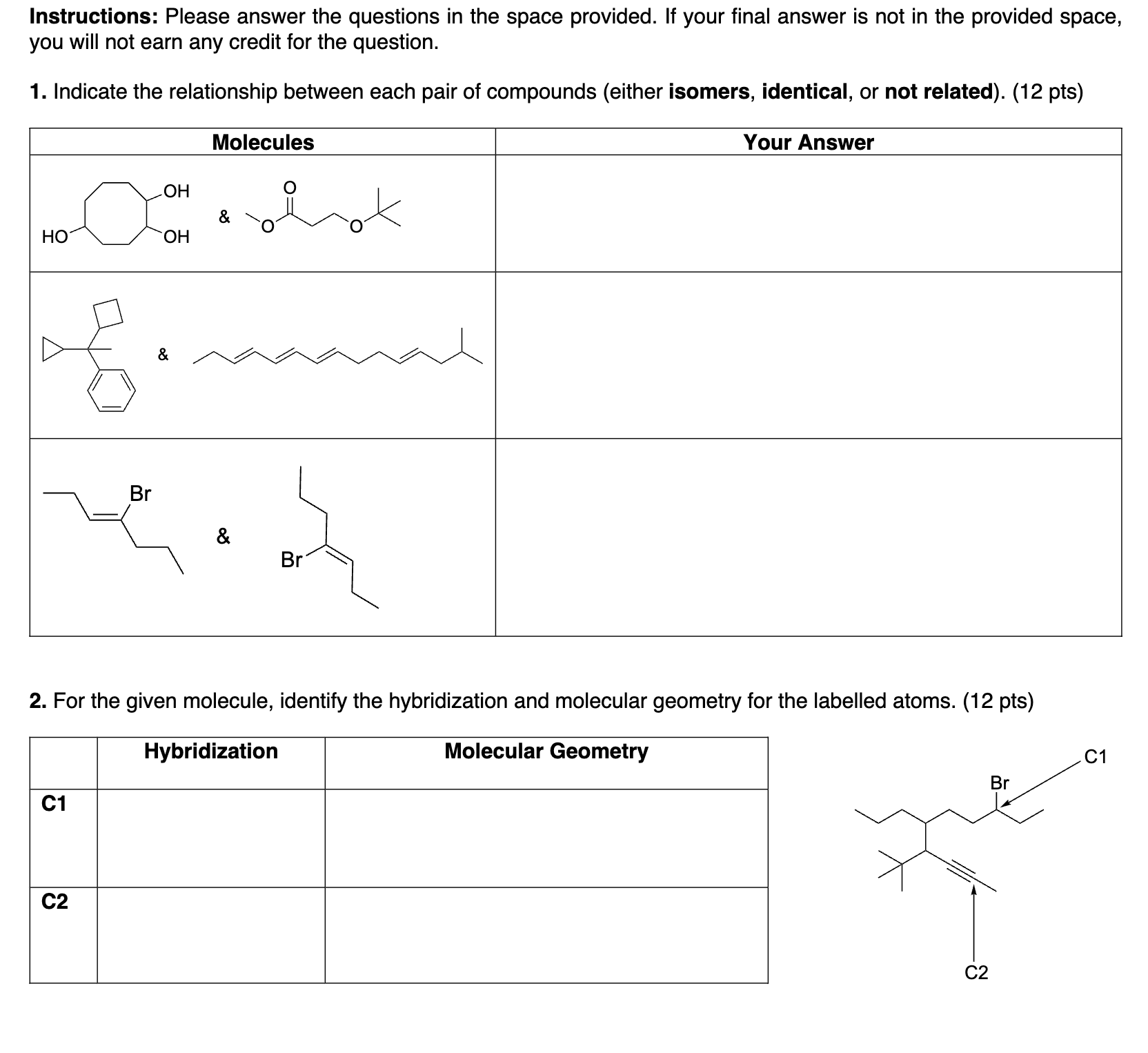 Solved 1) ﻿Indicate the relationship between each pair of | Chegg.com