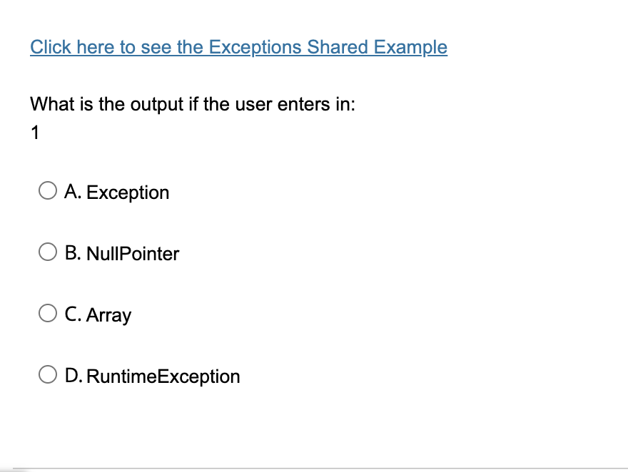 Solved Click here to see the Exceptions Shared Example | Chegg.com