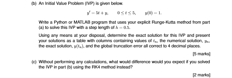 Solved (b) An Initial Value Problem (IVP) is given below. | Chegg.com