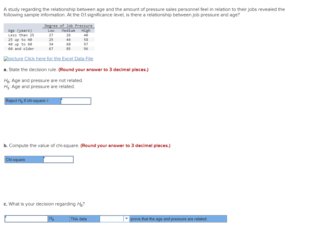 Solved A study regarding the relationship between age and | Chegg.com