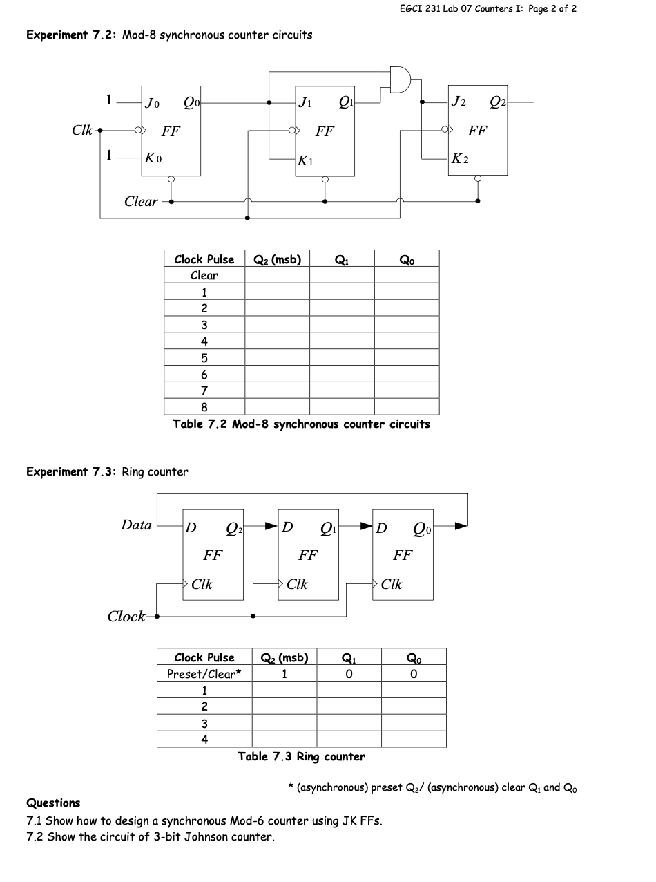 Solved Lab 07 Counters I Counters are very useful in digital | Chegg.com
