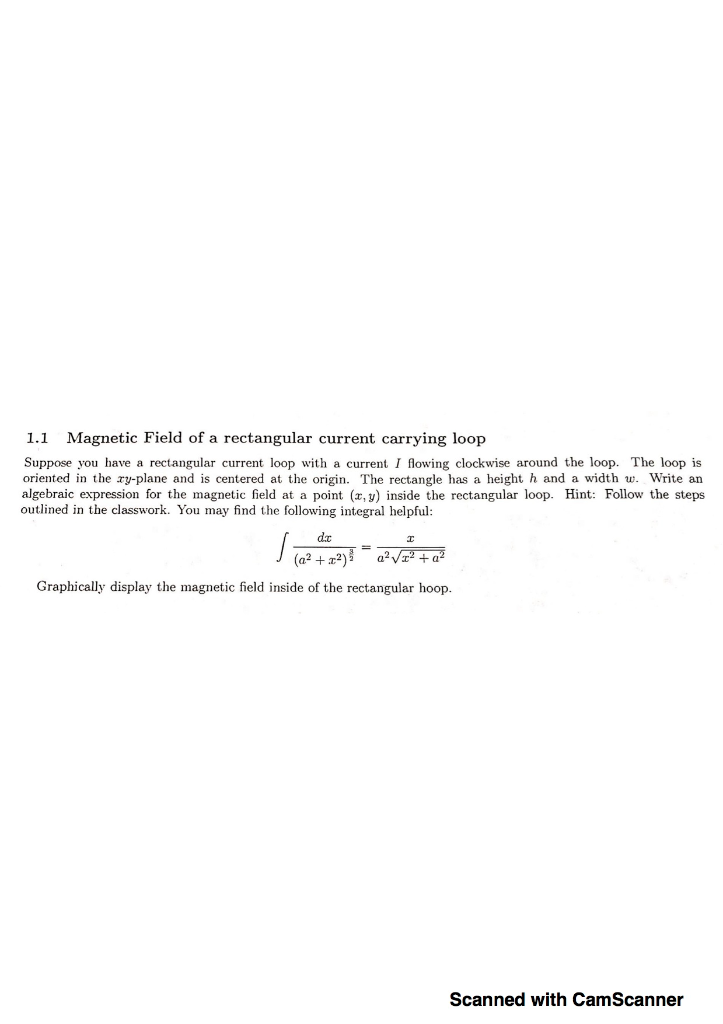 Solved 1.1 Magnetic Field of a rectangular current carrying | Chegg.com Solved 1.1 Magnetic Field of a rectangular current carrying | Chegg.com
