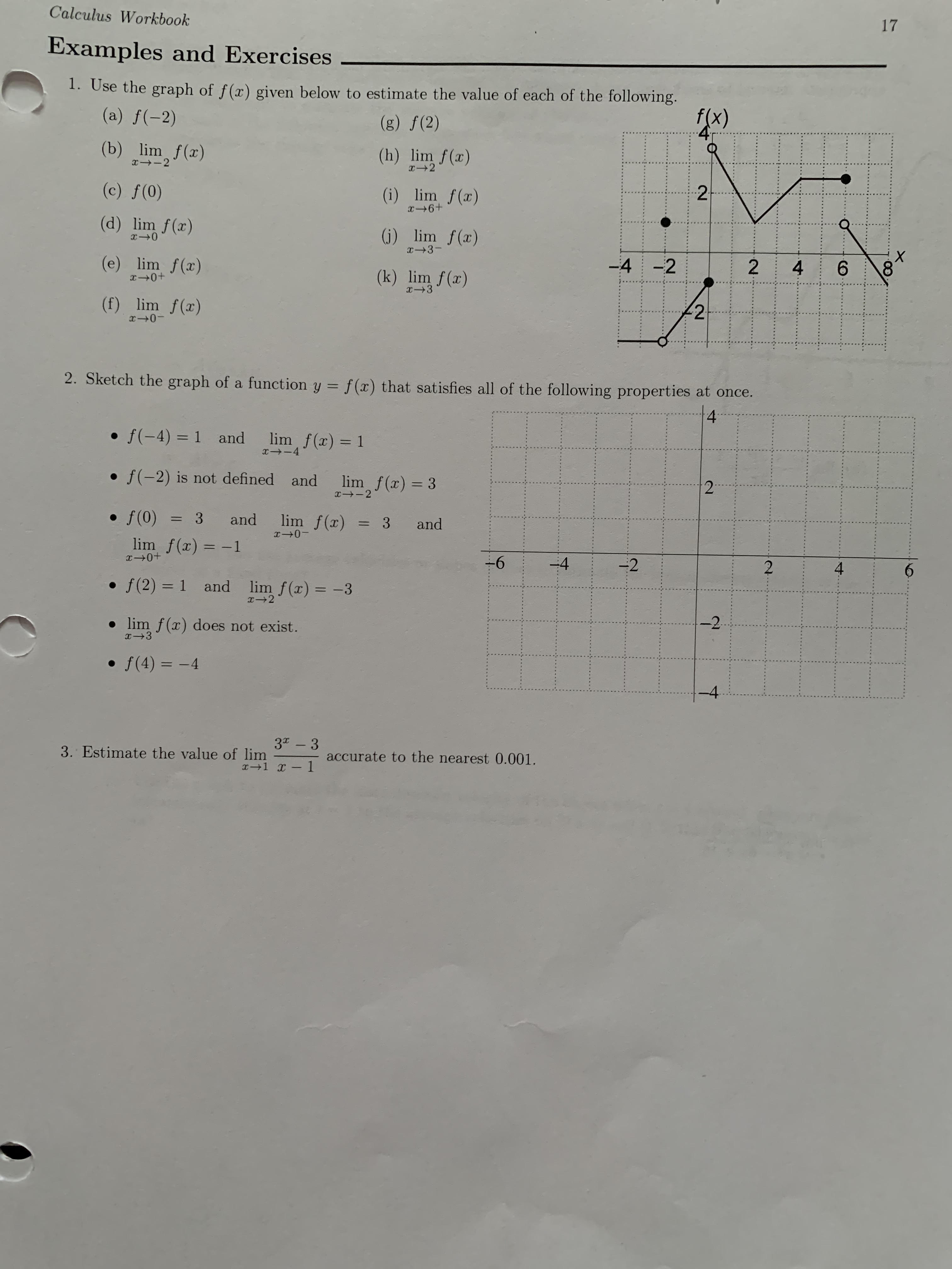 Solved Calculus Workbook 17 Examples and Exercises Use the | Chegg.com