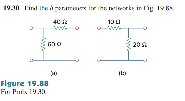 Solved 19.30 Find the h parameters for the networks in Fig. | Chegg.com