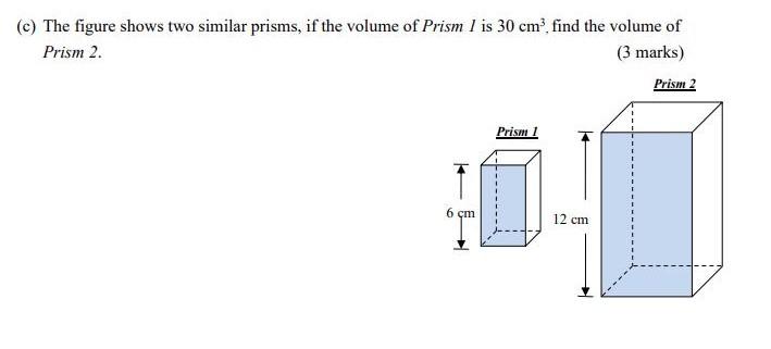 Solved (c) The figure shows two similar prisms, if the | Chegg.com