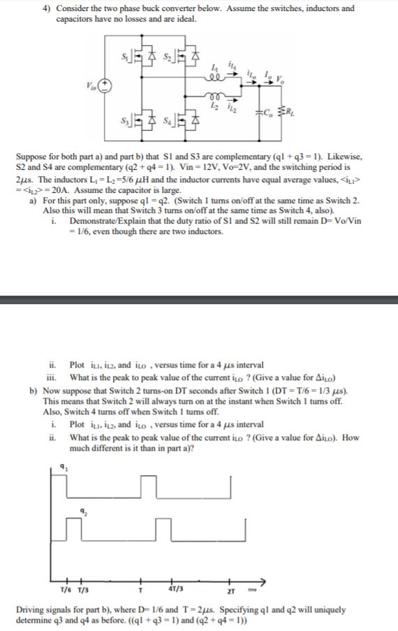 Solved 4) Consider the two phase buck converter below. | Chegg.com