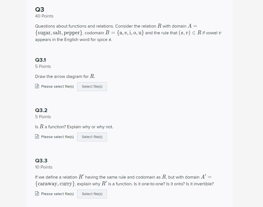 Solved Q3 40 Points Questions about functions and relations. | Chegg.com