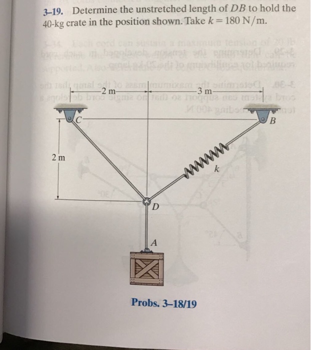 Solved Determine the unstretched length of DB to hold the | Chegg.com