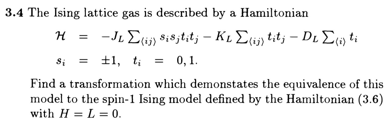 3.4 The Ising lattice gas is described by a | Chegg.com