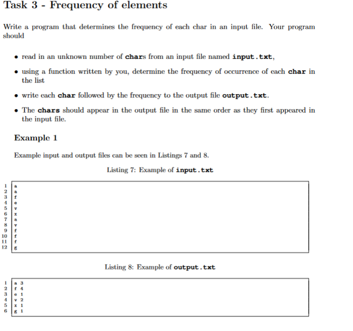 Solved Iask 3 - Frequency of elements Write a program that | Chegg.com