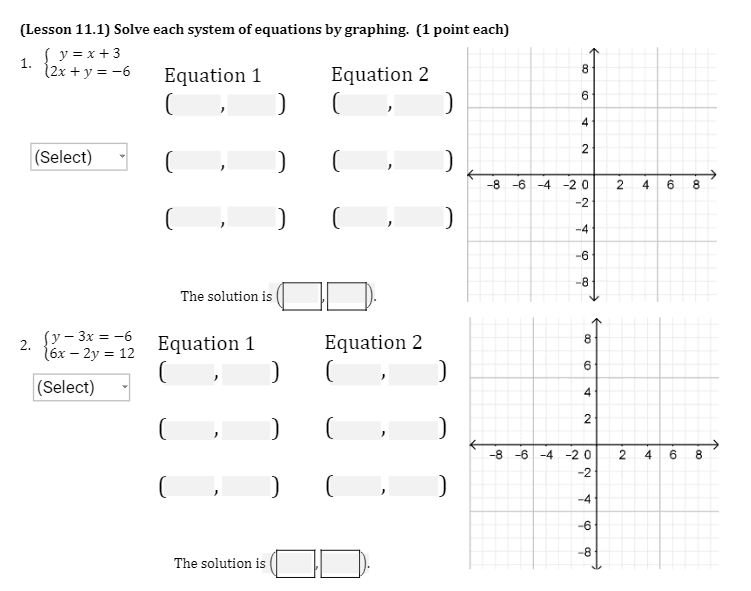 Solved Lesson 11 1 Solve Each System Of Equations By