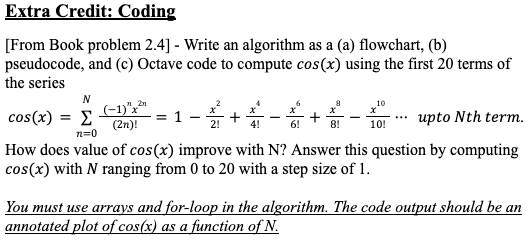 Solved Extra Credit: Coding [From Book problem 2.4] - Write | Chegg.com