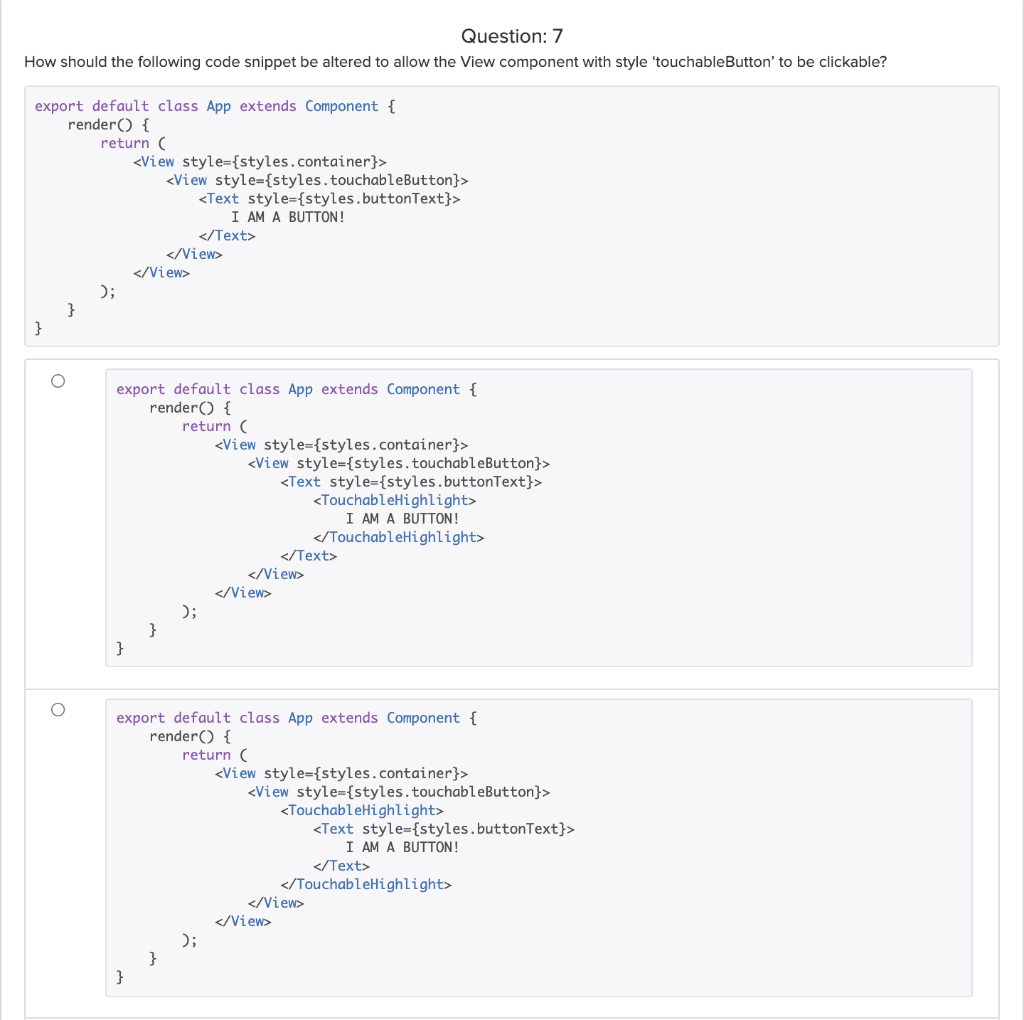 Solved Question: 7 How should the following code snippet be | Chegg.com