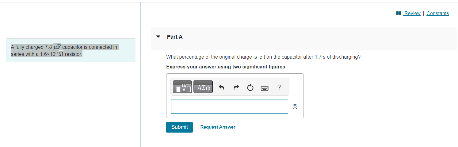 Solved Review | Constants Part A A fully charged 7.8μF | Chegg.com