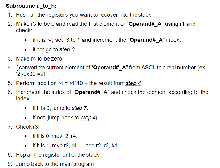 Solved by an EXPERT Please create a Subroutine called "a_to_h" ﻿in | Chegg.com