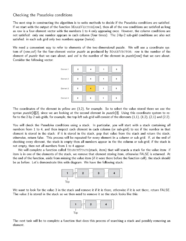 Checking the Pseudoku conditions The next step in | Chegg.com