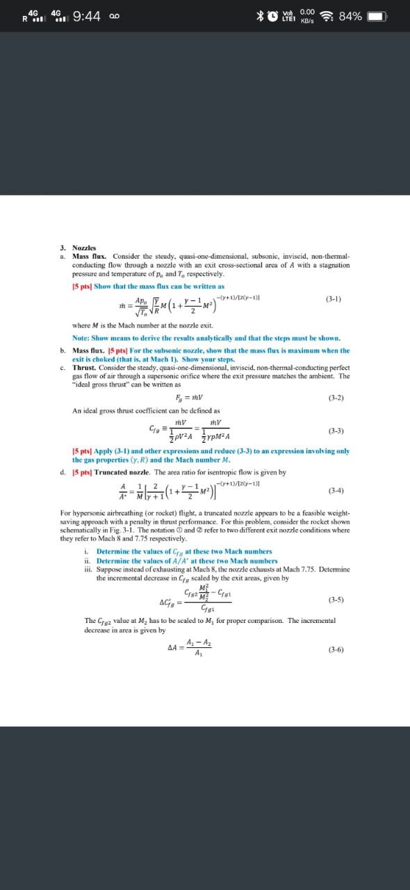 Solved 3. Nozzles a. Muss flux. Consider the steady, | Chegg.com