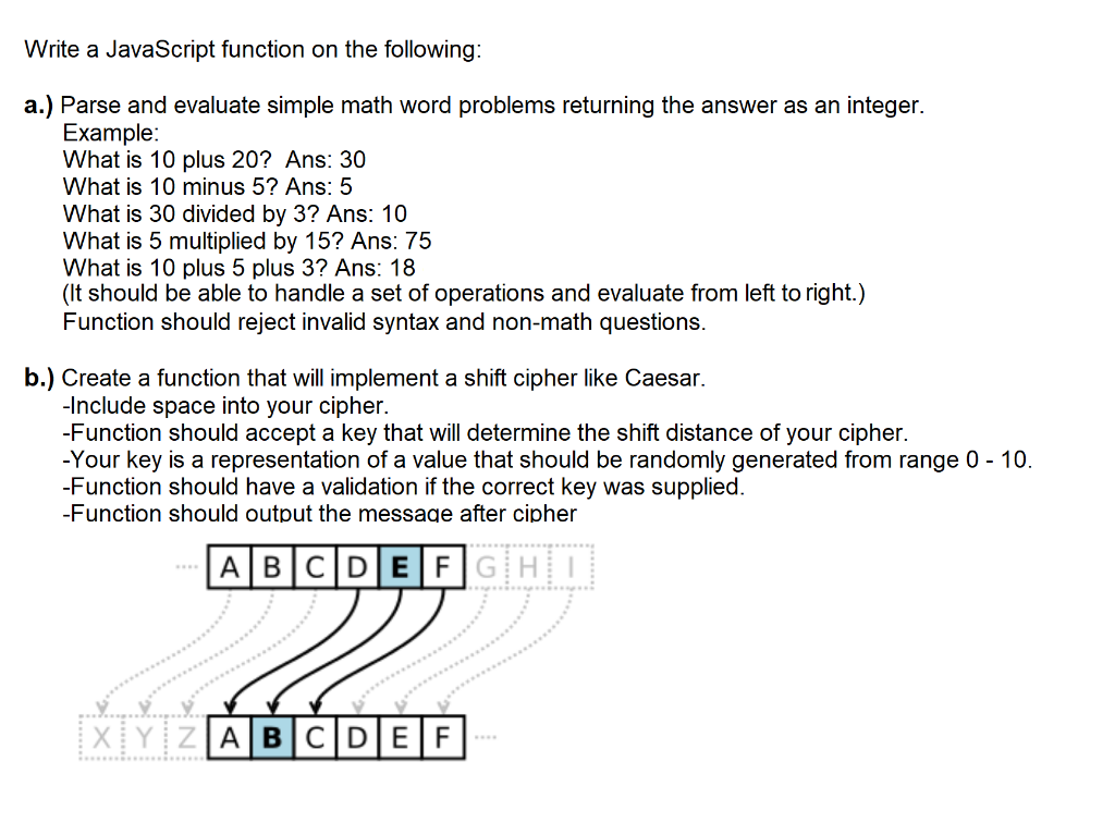 Write a JavaScript function on the following: a.) | Chegg.com