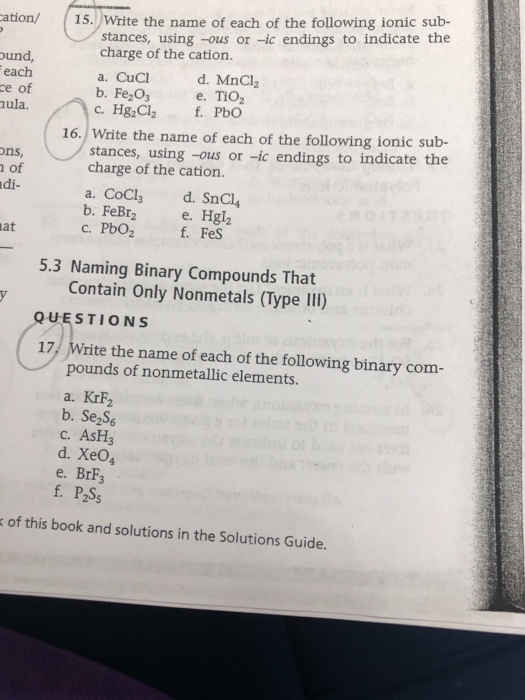 Solved ation/ 15. Write the name of each of the following | Chegg.com