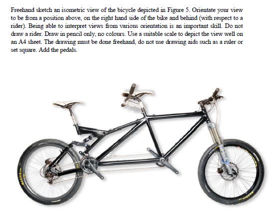 Freehand sketch an isometric view of the bicycle | Chegg.com