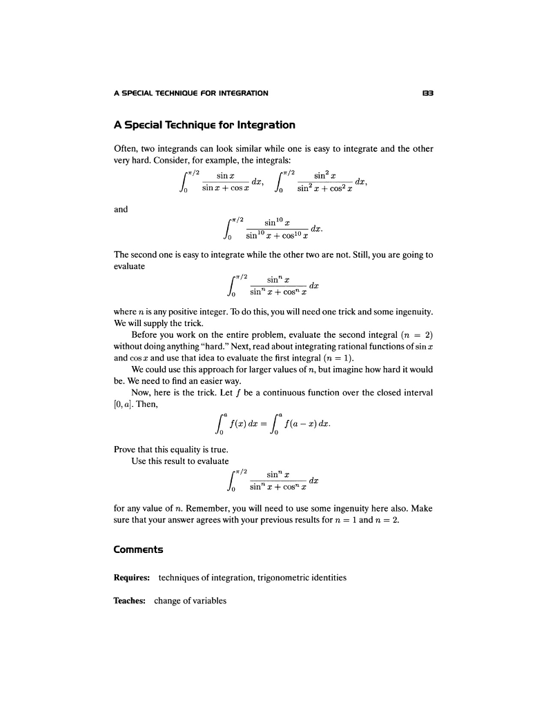 Solved A SPECIAL TECHNIQUE FOR INTEGRATION аз A Special | Chegg.com