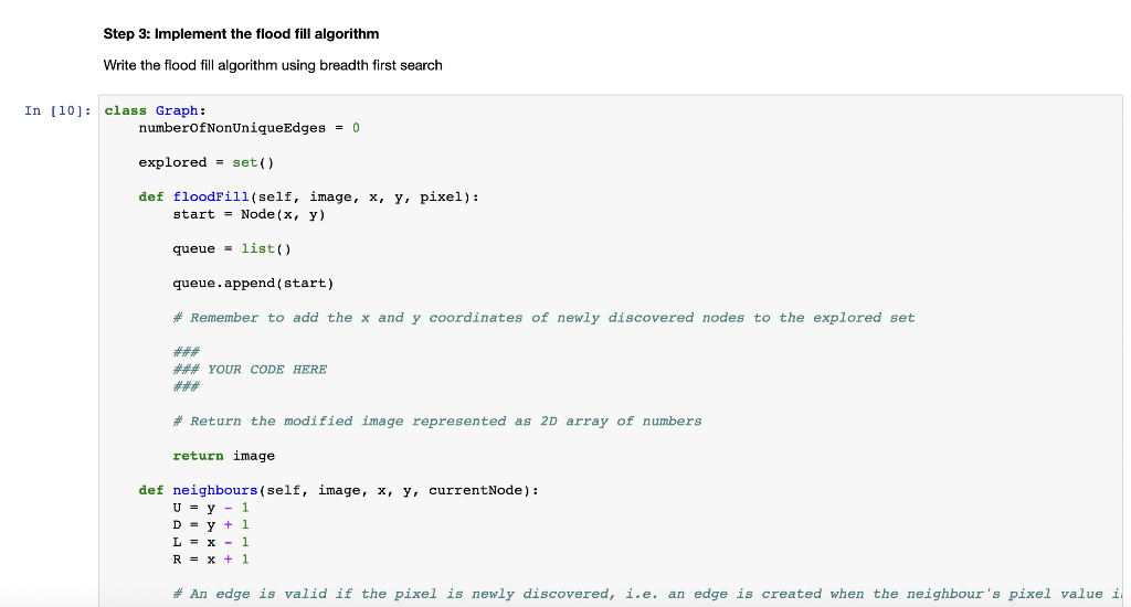 Solved Complete the code that implements the flood fill | Chegg.com