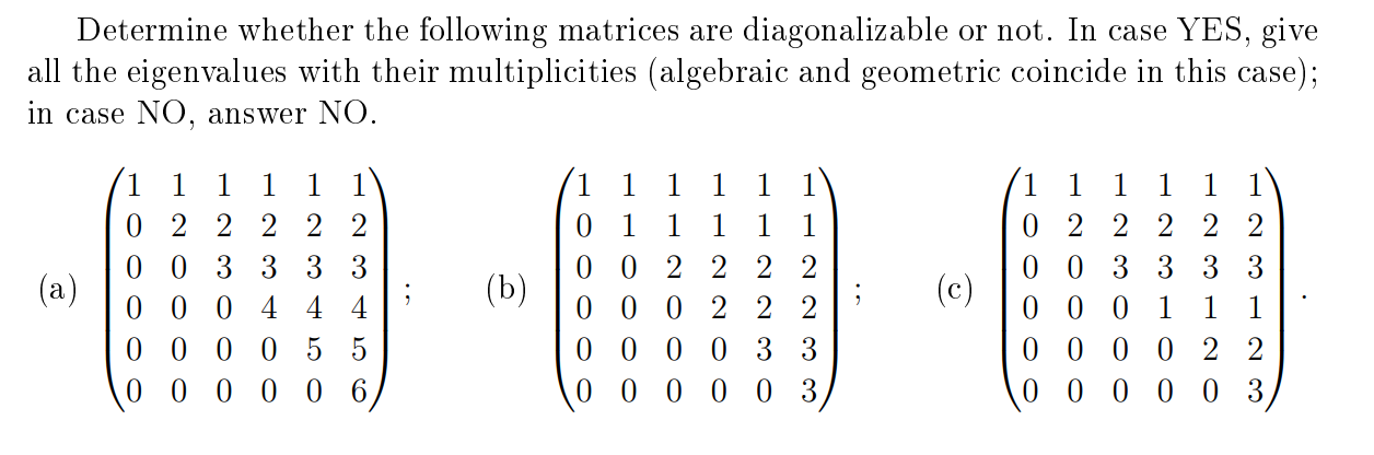 Solved Determine whether the following matrices are | Chegg.com