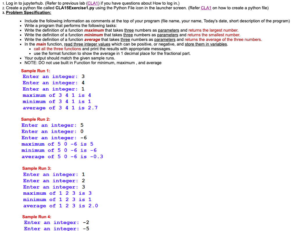 Solved Log in to jupyterhub. (Refer to previous lab (CLA1) | Chegg.com