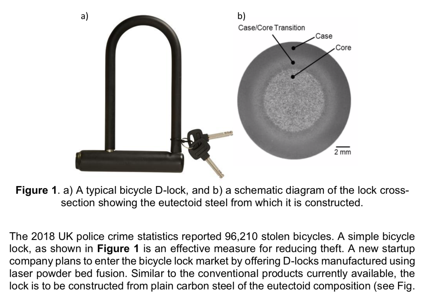 Solved a) b) Case/Core Transition Case Core 2 mm Figure 1. | Chegg.com