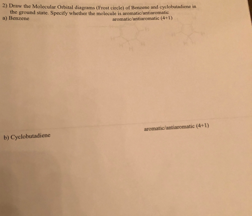 Solved 2) Draw the Molecular Orbital diagrams (Frost circle) | Chegg.com