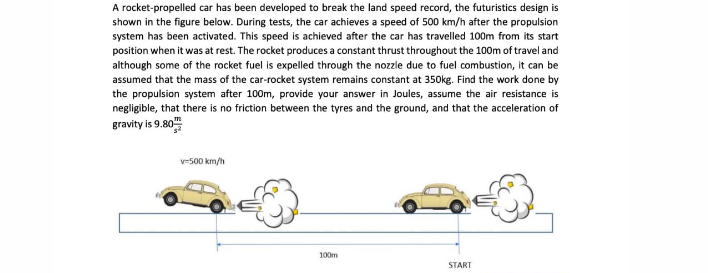 Solved A rocket-propelled car has been developed to break | Chegg.com