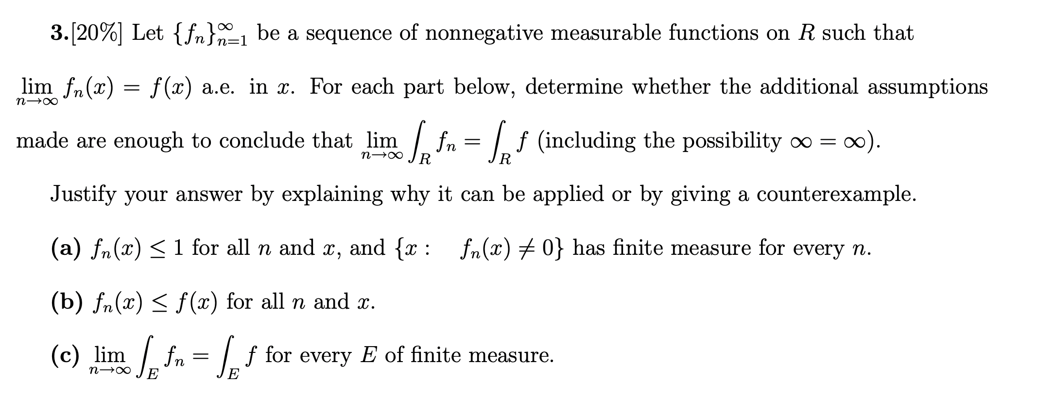 Solved 3.[20%] Let {fn} be a sequence of nonnegative | Chegg.com