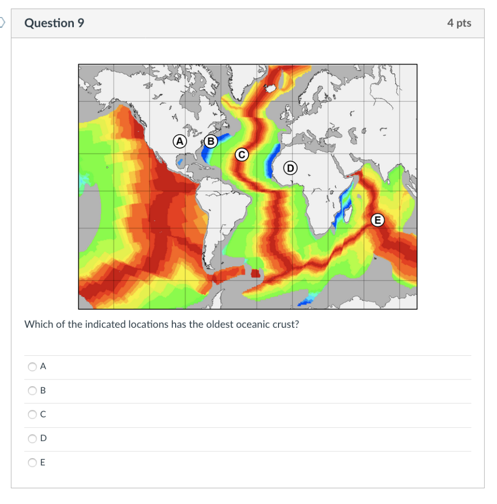 Solved Question 8 4 pts Oceanic ridge Subduction There are | Chegg.com