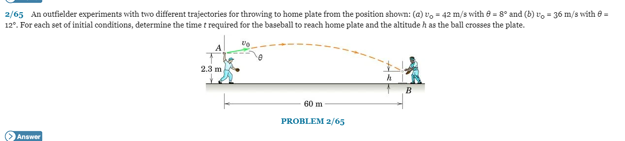 Solved 2/65 An outfielder experiments with two different | Chegg.com