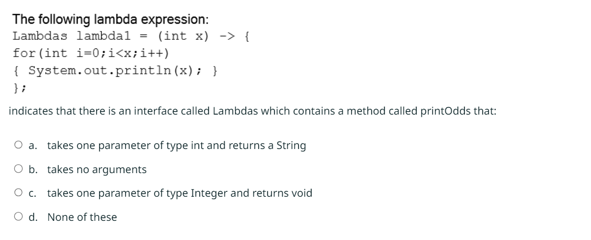 Solved The following lambda expression:Lambdas lambda1 ﻿ int | Chegg.com