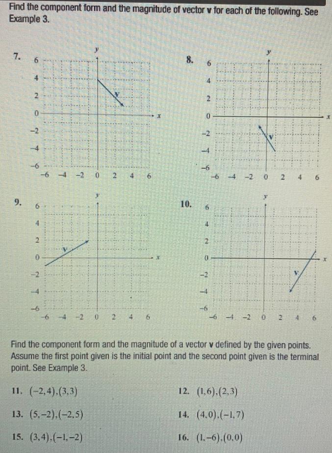 Solved Find the component form and the magnitude of vector v | Chegg.com