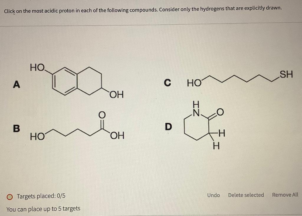 Solved Click on the most acidic proton in each of the | Chegg.com