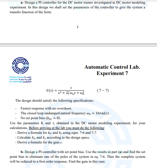 Solved G(s)=(c)/(s^(2)+2\\\\zeta \\\\omega _(n)s+\\\\omega | Chegg.com