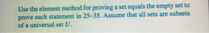Solved Use the element method for proving a set equals the | Chegg.com