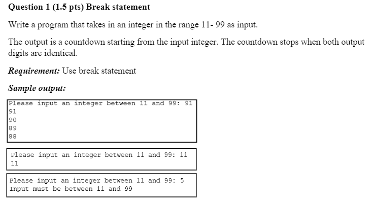 Solved Write a program that takes in an integer in the range | Chegg.com