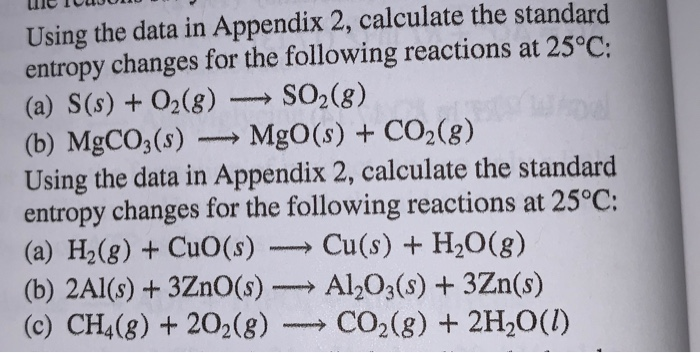 uie TClbOI Using the data in Appendix 2, calculate | Chegg.com