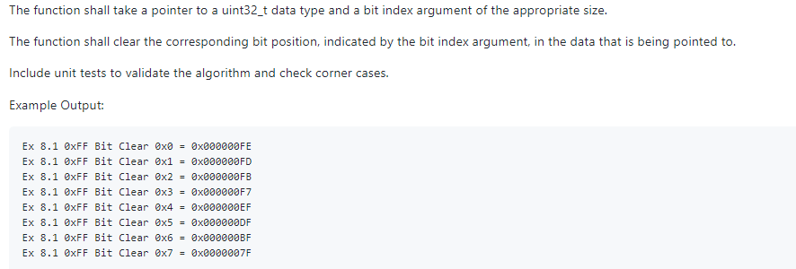 Solved 9.1 write C functions that will set or clear a bit in | Chegg.com