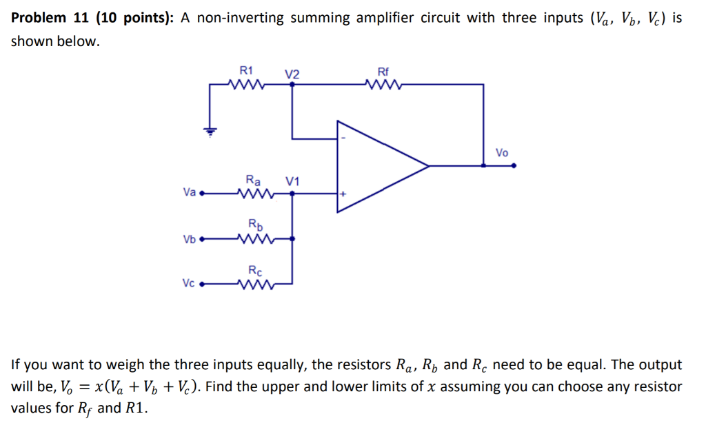 Solved Problem 11 10 Point A Non Inverting Summing 